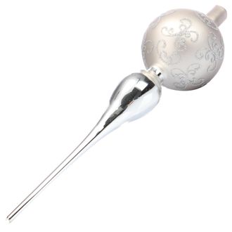 Com-Four Christbaumspitze in matt-grau und glänzend, Weihnachtsbaumspitze aus echtem Glas für Weihnachten, Tannenbaumspitze für den Christbaum, 32 cm