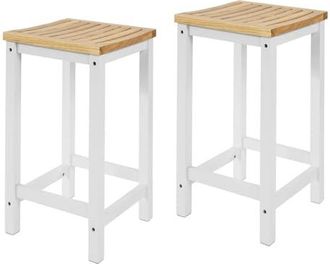 SoBuy FST29-WNx2 Lot de 2 Chaises Tabourets de Cuisine en Bois avec Repose-Pieds