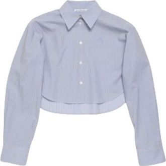 Acne Studios Femme, Blouses et Chemises, Bleu, Taille: 40 FR Cropped Pinstripe Button-Up