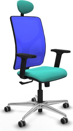 Piqueras y Crespo Gepolsterter Drehstuhl mit 2D-Armlehnen, h&ouml;henverstellbare Lendenwirbelst&uuml;tze und festes Kopfteil, ausgestattet mit 3 Positionen und Schneideschaum, B