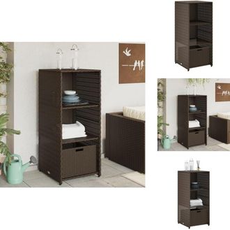 vidaXL Gartenschrank Braun 50x55x115 cm Poly Rattan - Outdoor-Schrank - Gartenschrank - Stauraum - Gartenorganisation - Polyrattan