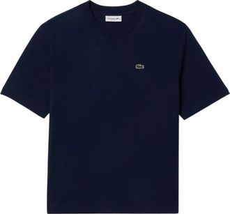Lacoste Femme, Tops, Bleu, Taille: 38 FR T-shirt en coton doux coupe d&eacute;contract&eacute;e