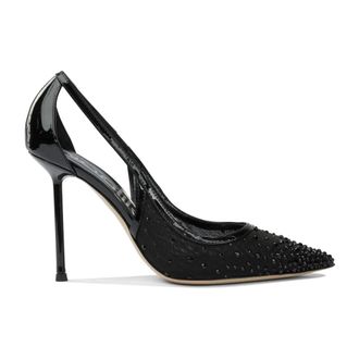 Ninalilou Schwarze Leder-Mesh-Pumps - - Shoes - Damen - Schwarzk - 37 1/2 EU