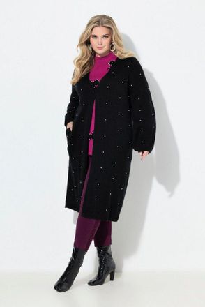 Miamoda Cardigan Long-Strickjacke Zierperlen Ballon-Langarm