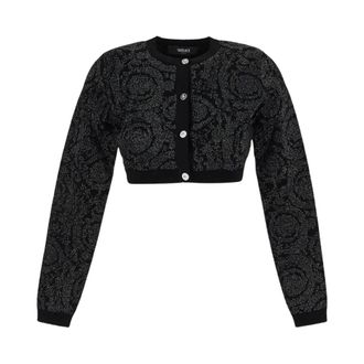 Versace Viskose Cropped Cardigan - - Knitwear - Damen - Schwarzk - L