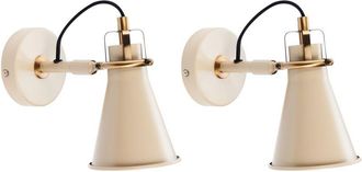 Beliani Wandlampe 2er Set MOYOLA verstellbar Metall Beige