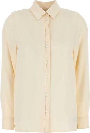 Max Mara Femme, Blouses et Chemises, Blanc, Taille: 34 FR Chemise &agrave; Manches Longues en M&eacute;lange de Soie
