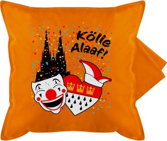 Shirtracer Kissenbezug - & Fasching - Kissen - K&ouml;lle Alaaf Kost&uuml;m K&ouml;ln Karneval Wappen I Jeck Rut Wiees I Narren I K&ouml;lsche Jecken - 50 x 50 cm - Orange - karneva