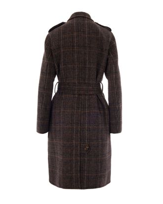 Liu Jo Womens Long Coat Camel Check Wool Polyester