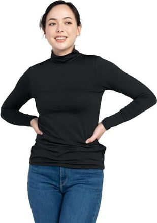 Lapasa Haut Thermique Col Cheminée Femme Maillot de Corps à Manches Longues sous-Vêtements Automne-Hiver Chaud L89 Moyennement Épais, Noir, XS