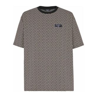 Balmain T-Shirt aus Jacquard mit Monogramm-Muster - - Tops - Herren - Schwarzk - M