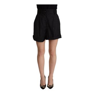 Dolce & Gabbana Femme, Shorts, Noir, Taille: 36 FR Shorts Bermuda taille haute &agrave; motif ray&eacute;