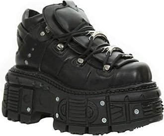 New Rock M-TANK106-C2 Unisexe Noir 100% Cuir Goth Plateforme Punk Mode Bottines Chaussure 6.5