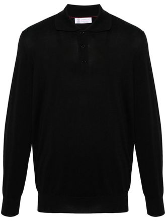 Brunello Cucinelli polo &agrave; manches longues - Noir