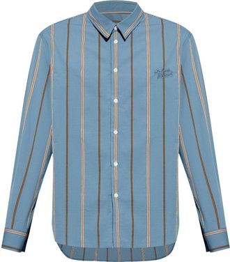 Maison Kitsun&eacute; Gestreiftes Hemd mit Logo-Stickerei - Blau