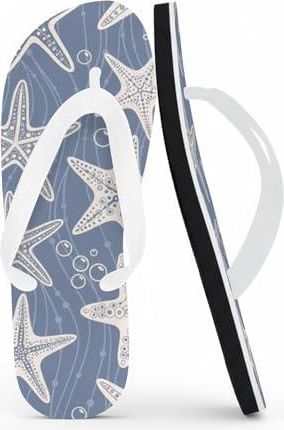 Generic Tongs de plage pour femme avec semelle plate - Cadeau danniversaire pour homme, &Eacute;toiles de mer violettes et blanches, XX-Large