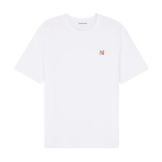 Maison Kitsuné Homme, Tops, Blanc, Taille: M T-shirt avec patch Fox Head