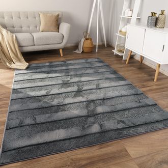 Paco Home Weicher Flauschiger moderner Bubble Wohnzimmer Teppich Hochflor Fell Geometrisches Design Hoch-Tief-Effekt, Grösse:120x160 cm, Farbe:Anthrazit 4