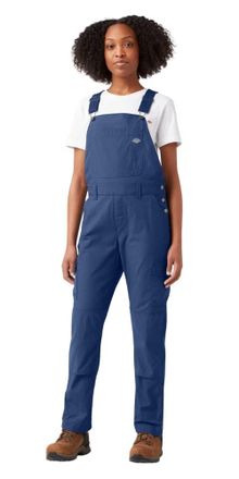 Dickies Overalls for Women, Rinsed Utility Bib Overalls, Boyfriend Fit, Indigo Rinse, XL