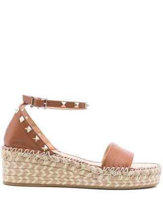 Valentino Garavani espadrilles &agrave; ornements Rockstud - Marron