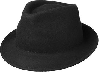 LIPODO Chapeau en Feutre Uni Trilby Femme/Homme - Made in Italy pour Homme Fedora Laine Automne-Hiver Hiver - XL (60-61 cm) Noir