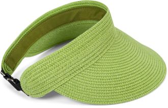 styleBREAKER Papierstroh Visor Cap einfarbig | Sonnenvisier mit elastischem Band und Hakenverschluss | Luftige Schildkappe als Sonnenhut für Damen, Farbe:Lindgrün