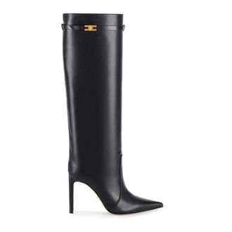 Elisabetta Franchi Stiefeletten aus Nappaleder-Effekt-Kalb - - Shoes - Damen - Schwarzk - 38 1/2 EU