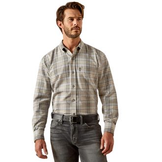 Ariat Mens Simmental Shirt Long Sleeve in Grey Plaid, Size X-Large, by Ariat
