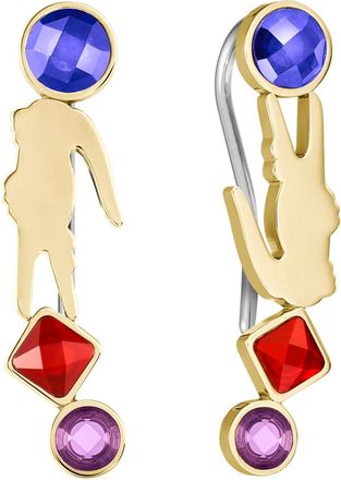 Lacoste Ohrstecker, Gliederarmband oder Gliederhalskette für Damen Kollektion DEVA aus Geldgoldfarb, Earrings