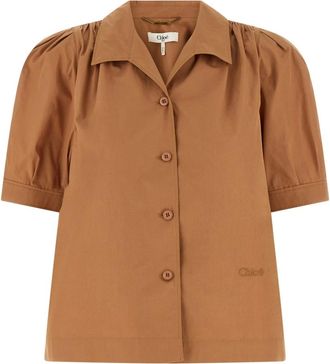 Chlo&eacute; Femme, Blouses et Chemises, Brun, Taille: 36 FR Chemise &agrave; manches courtes