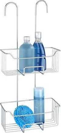 WENKO Thermostat-Dusch-Caddy Mod. Milo, 2 Etagen, Duschregal zum Hängen an die Armatur, Ablage aus Edelstahl (rostfrei), 25 x 55 x 14 cm, glänzend