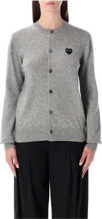Comme Des Gar&ccedil;ons Femme, Pulls, Gris, Taille: 44 FR Wool Cardigan With Crystal Heart