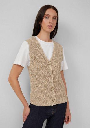 s.Oliver Rundhalspullover Strickjacke Strickweste im Slim Fit mit Knopfleiste