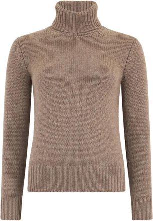 Moorer Femme, Pulls, Brun, Taille: 36 FR Pull Col Roul&eacute; en Cachemire