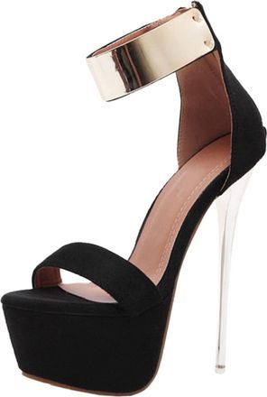 Holibanna Damen Sandalen Super High Heel Pumps Runde Zehen 16Cm Hochhackige Plateauschuhe