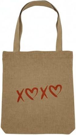 Fabulous Sac Shopping Tote Bag Aspect Lin - XoXo Hugs and Kisses Amour Saint Valentin Mignon - Sac de Courses Toile Epaisse 360g Beige Naturel Cabas Port&eacute; Epau