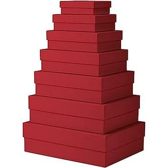 R&ouml;ssler Selection Papier 13411453360 - Boxline Geschenkbox mit Deckel, 7er Set Geschenkschachteln, Rot, Kartonagen rechteckig