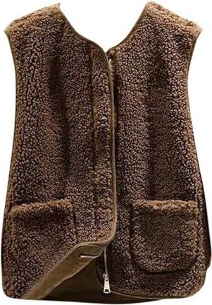 Generic Gilet Sans Manche Femme Gilet Femme D&eacute;contract&eacute; Quotidien Ville Fausse Fourrure Oversize - Veste Moelleuse Et Enveloppante Pour Tenue D&eacute;contract&eacute;e