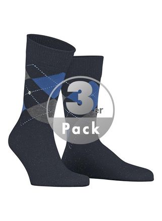 Burlington Herren Socken blau Wolle gemustert