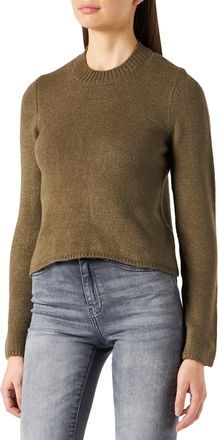 Noisy May Damen NMSON L/S O-Neck SEMI Crop Knit S Kurzer Pullover, Burnt Olive, L