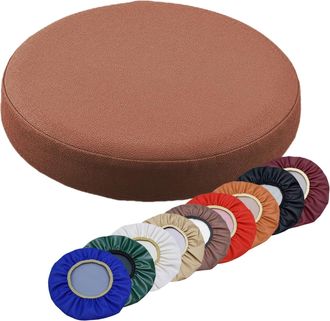 Generic Hockerkissen Rundes Stuhlkissen Wasserdichtes Leder Hockerbezüge Für Runde Barhocker Hocker Esszimmerstühle Durchmesser 32/33/34/35/36/38/40cm(Orange,