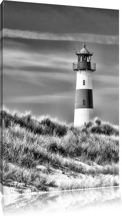 Pixxprint Leuchtturm hinter Dünen, Größe: 120x80cm, Leinwandbild, fertig gespannt, Wandbild, Dekoration, Kunstdruck, kein Poster