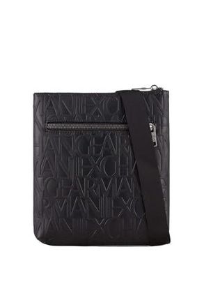 A|X Armani Exchange Allover Logo Crossbody, Bandoulière Plate pour des Hommes, Black, Taille Unique