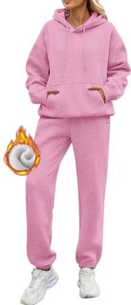 Generic Shffuw Jogging Femme Ensemble,Polaire Femme Chaud Hiver Loungewear Set,2 Pi&egrave;Ces Survetement Vetement,Chic Et Elegant Grande Taille Sportswear, avec Po