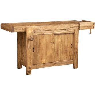 Biscottini International Biscottini - Hoher Arbeitstisch 184x92x74 cm, K&uuml;cheninsel, Arbeitsplatte aus massivem Holz, K&uuml;chentheke, Tischlerbank, hergestellt in Italien