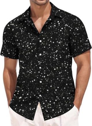 Generic Chemise disco pour homme - Costume de carnaval - Style classique - Multicolore - Boutonné - Costume de fête disco décontracté - Pour discothèque - Hau