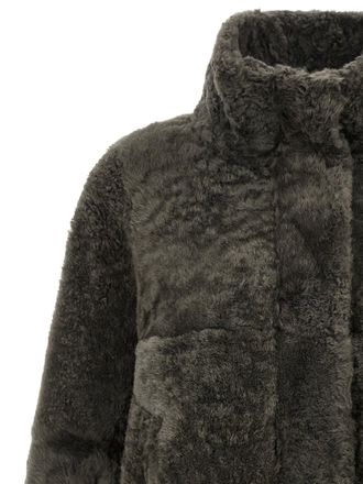 Brunello Cucinelli Lambskin Fur Coat - Gray