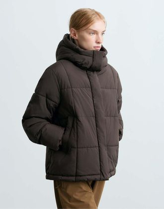 Oysho veste matelass&eacute;e trap&egrave;ze Primaloft d&eacute;perlante marron