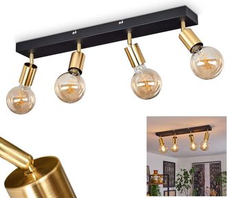 HOFSTEIN Deckenleuchte Tulla, Deckenlampe aus Metall in Schwarz/Messing, Moderne 4-flammige Zimmerlampe, Leuchtenk&ouml;pfe sind dreh- und schwenkbar, 4 x E27,ohne 