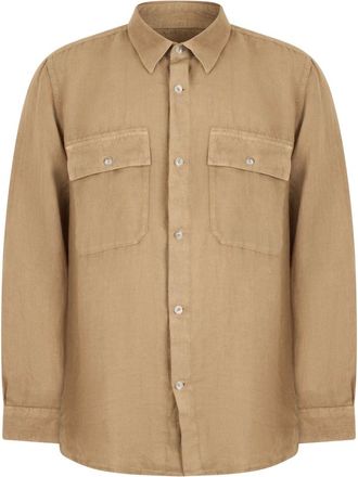 120% Lino Homme, Chemises, Beige, Taille: XL Chemise &agrave; Manches Longues en Lin